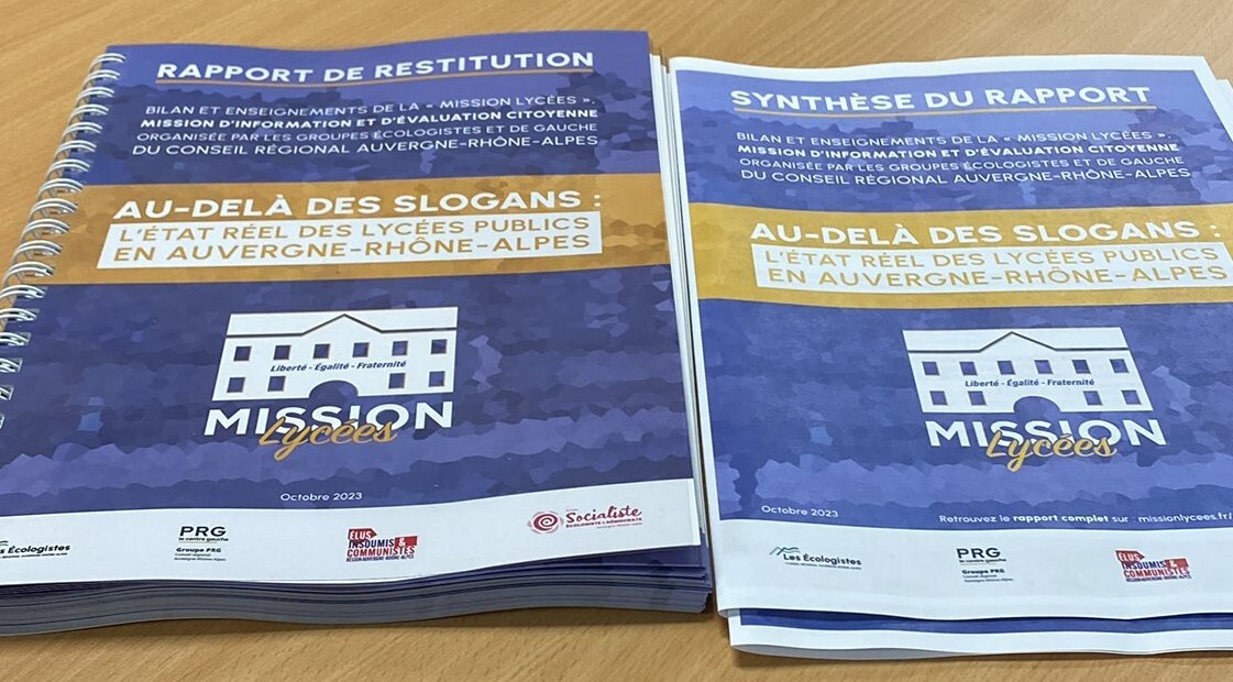 Mission Lycées : le rapport - Les Écologistes - Auvergne-Rhône-Alpes
